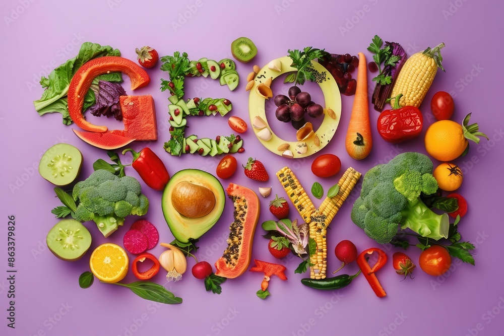educational food alphabet creative arrangement of fresh fruits and ...
