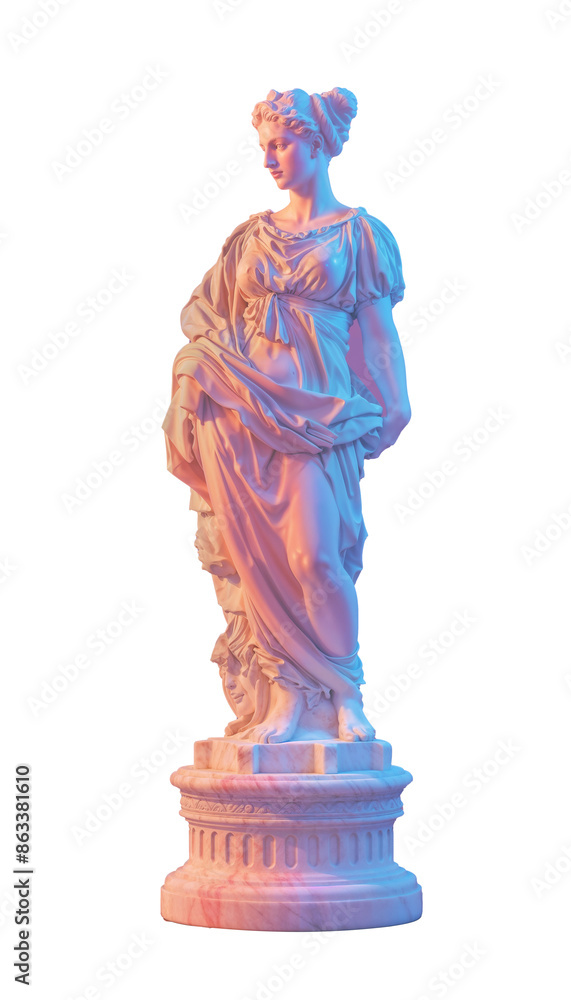 Elegant Greco-Roman statue of a draped female figure on a pedestal ...