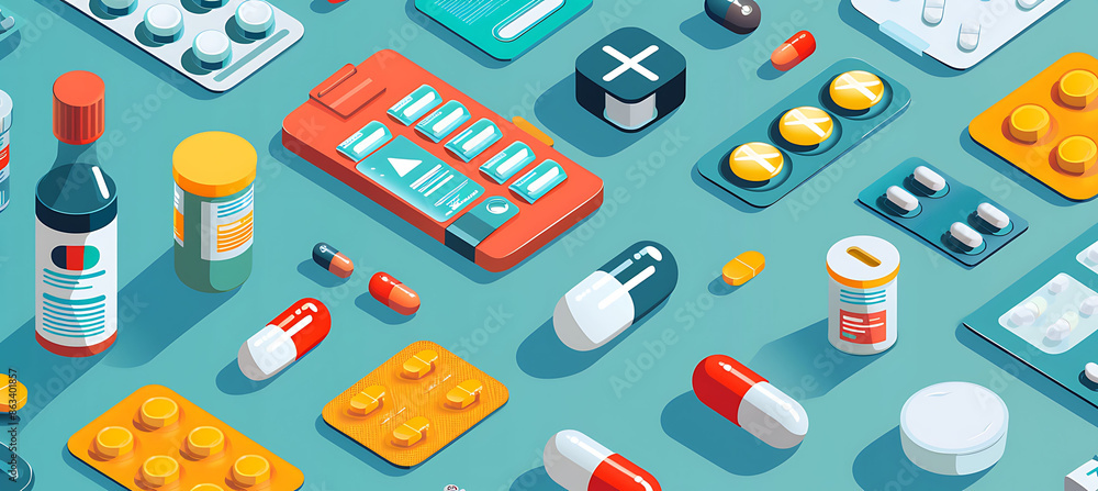 Pharmacy icons representing remote medication monitoring smart pill ...