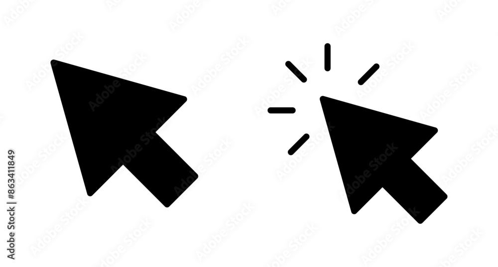Click icon vector isolated on white background. Cursor icon. Computer mouse click cursor black ...