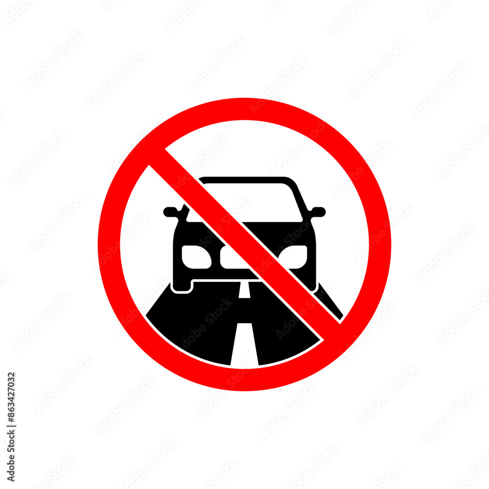 No car allowed sign icon flat style isolated on white background ...