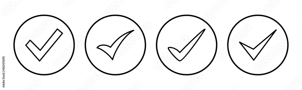Vetor de Check mark icon set. Check mark icon. Tick mark symbol vector ...