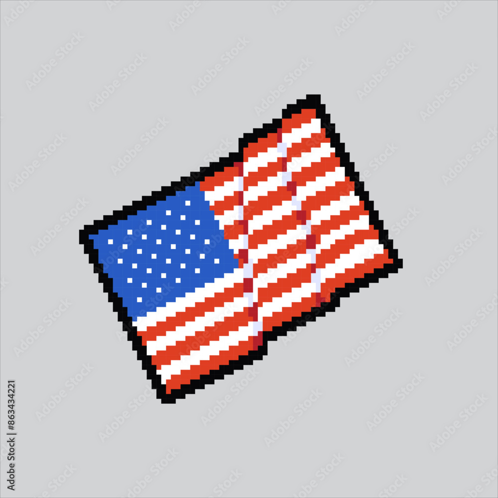 Pixel art illustration US Flag. Pixelated United States Flag. USA Flag ...