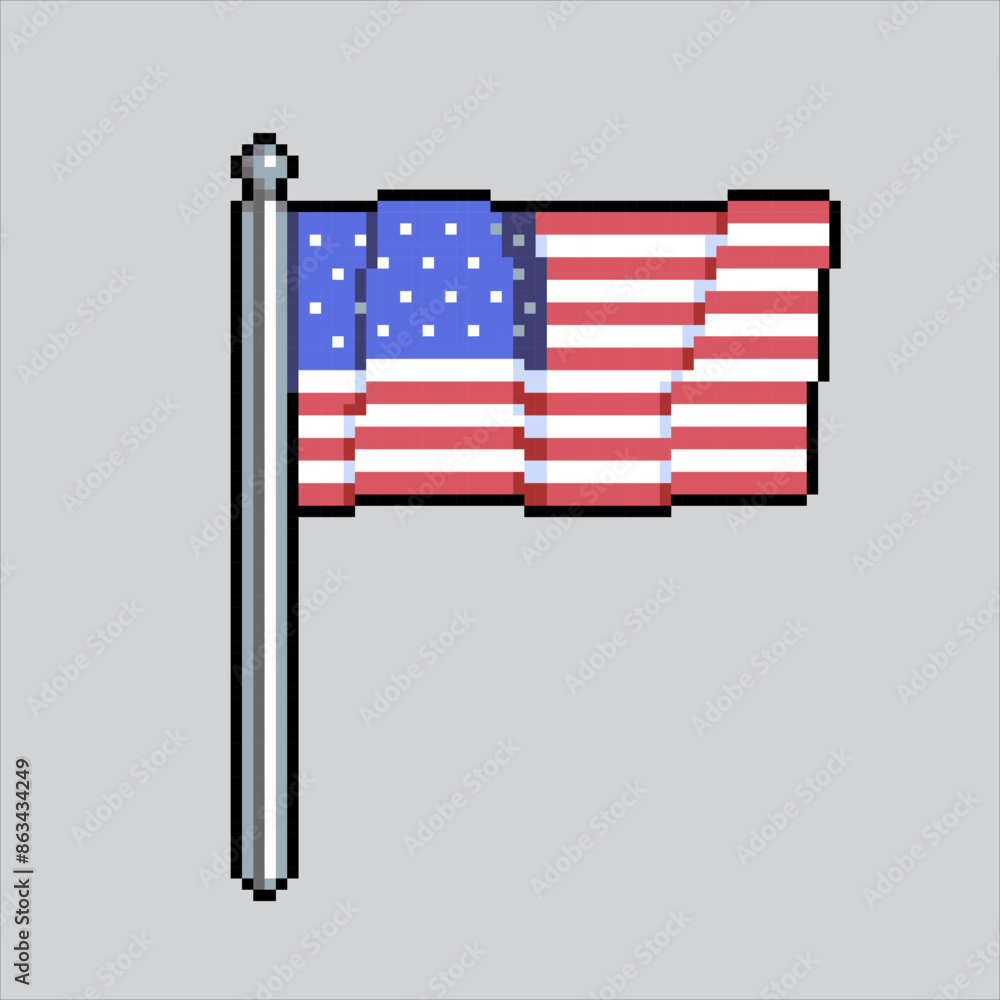 Pixel art illustration US Flag. Pixelated United States Flag. USA Flag ...