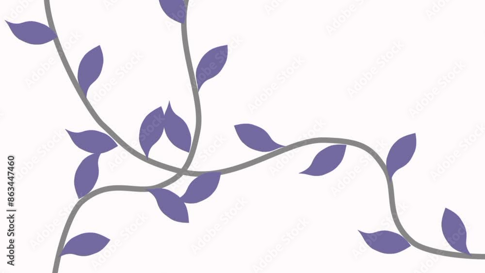 animated background of creeping plants or flowers with soft blue as a ...