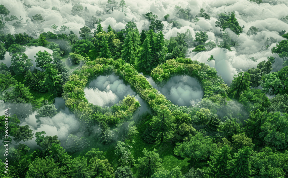 Aerial CO2 Symbol with Infinity Sign in Green Trees Highlighting ...