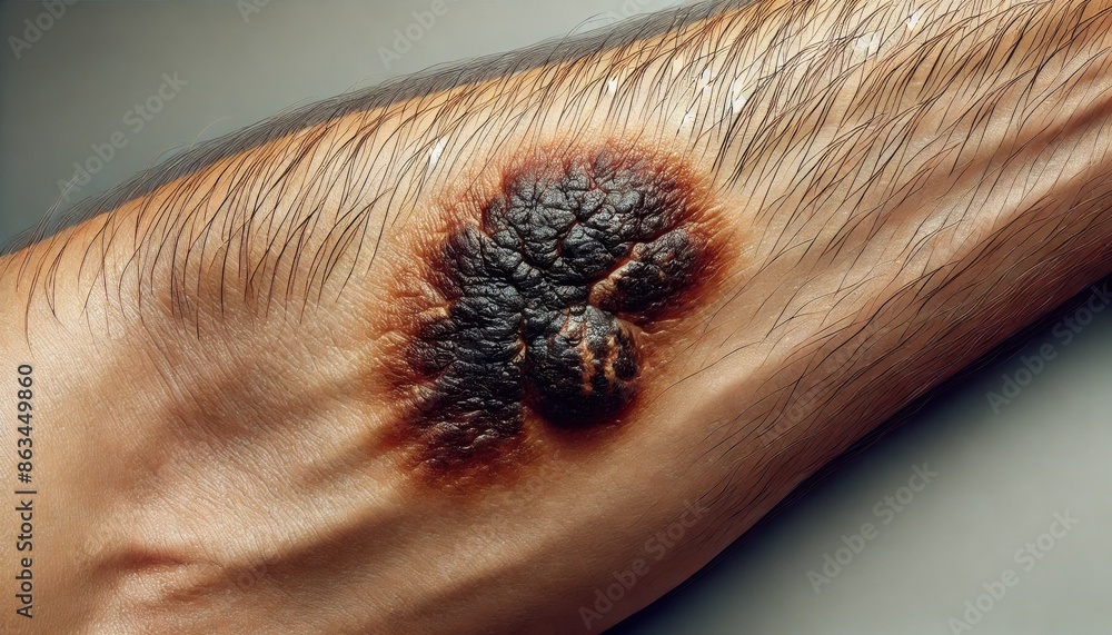 Detailed Close-Up Image of a Malignant Melanoma Skin Lesion on a ...
