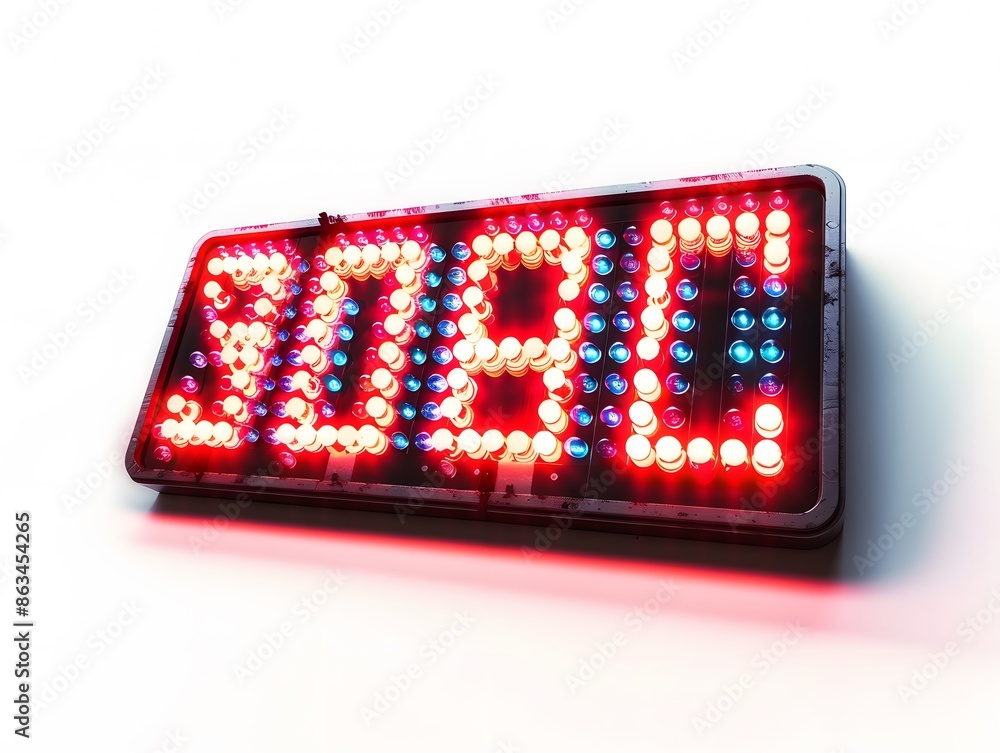 An LED light sign displaying iconic 80s slang phrases., isolated white ...