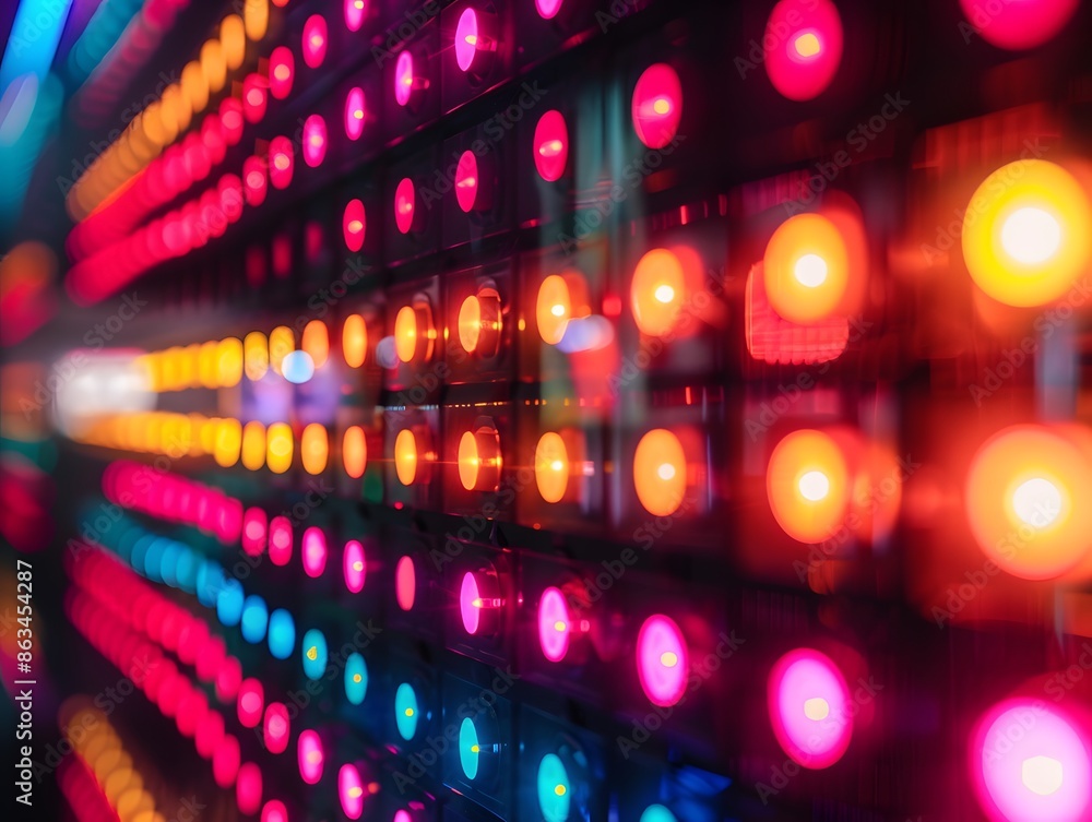 An LED light sign displaying iconic 80s slang phrases., isolated white ...