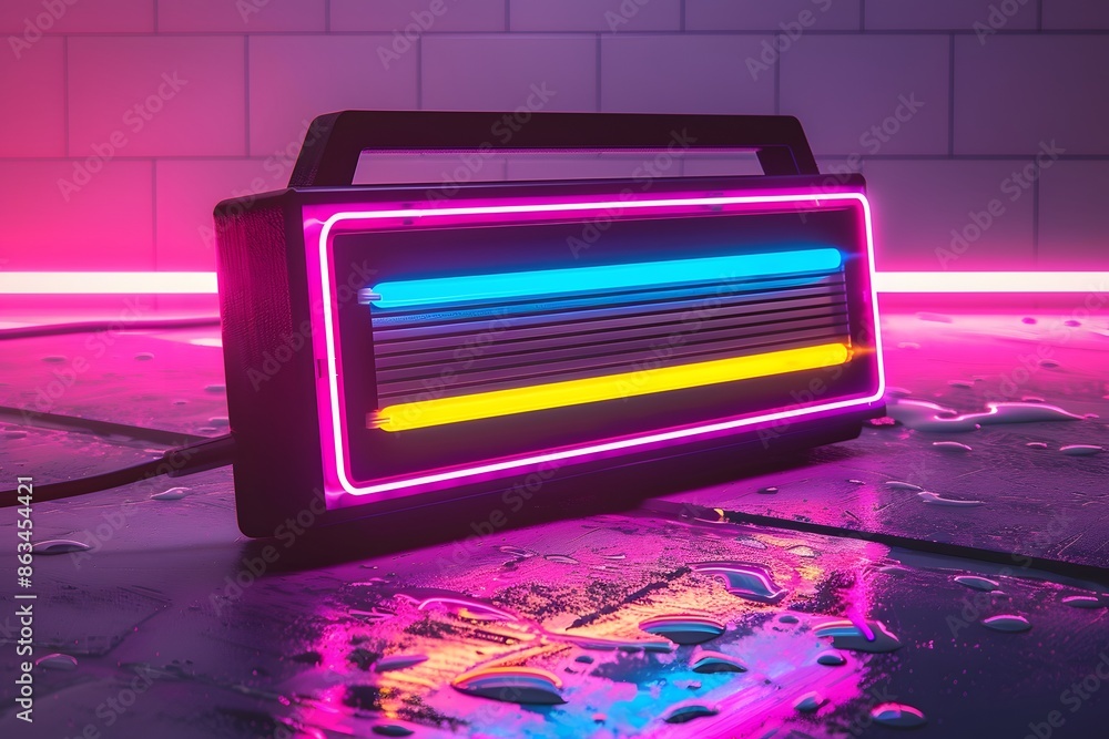 A neon sign of a classic 80s catchphrase glowing brightly., isolated ...