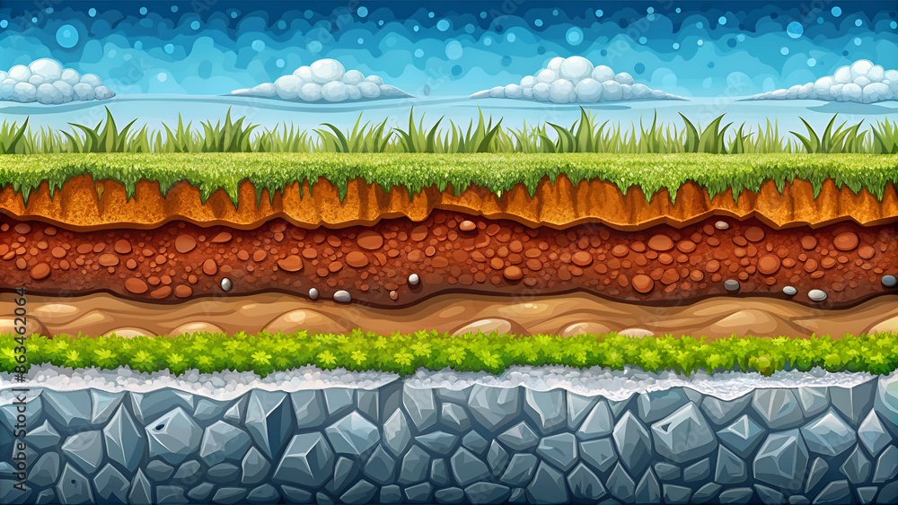 Cut ground layer for game ui platform design. Cartoon vector set of ...