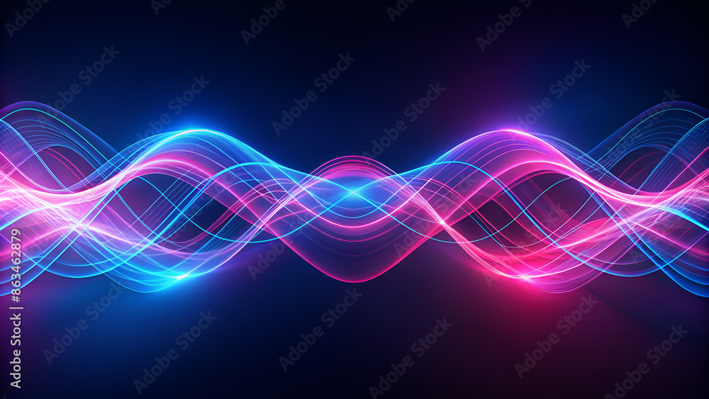 Vector glowing colorful blue, pink wavy tech lines modern abstract ...