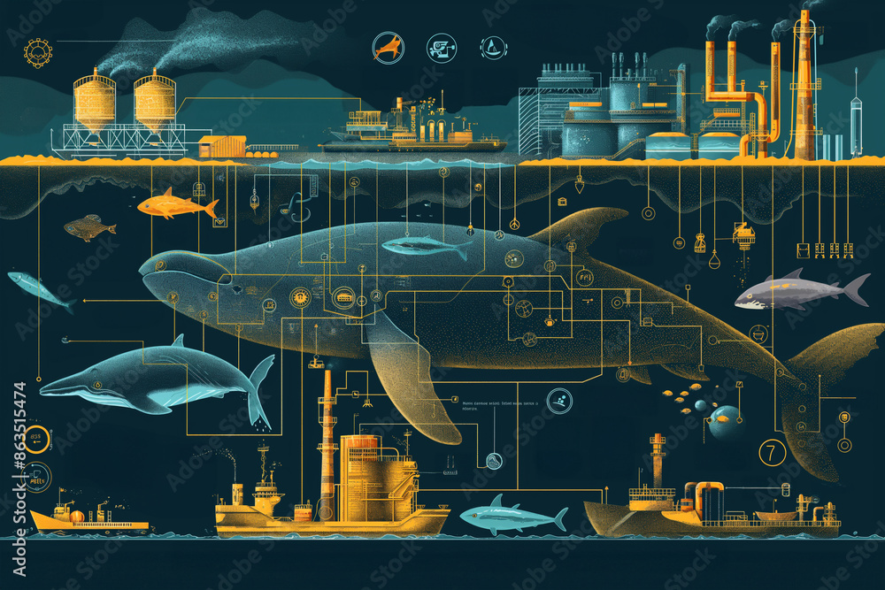 Marine city project infographic design, focusing on development and ...
