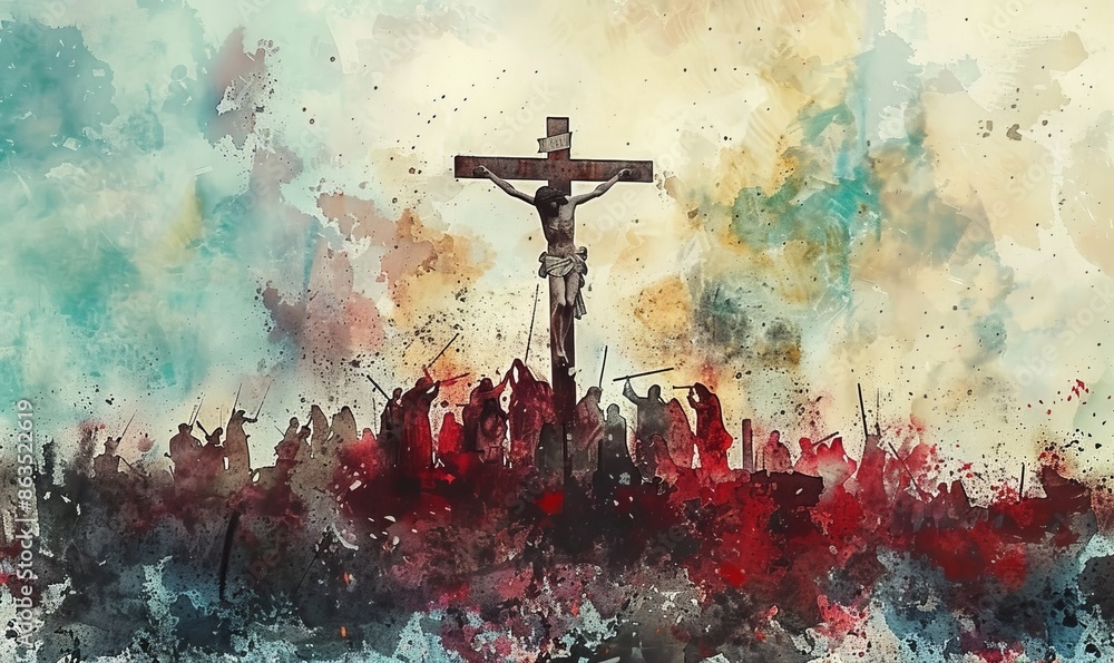Jesus dies on the Cross. The Crucifixion and Death of Jesus. Digital ...