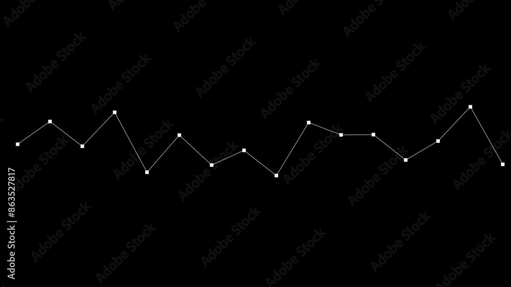 This video shows a simple white line chart animation on a black ...