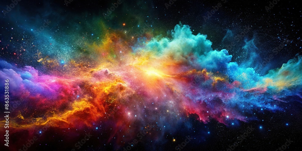 Vivid colors of a cosmic dust cloud in deep space, cosmic, dust, cloud ...