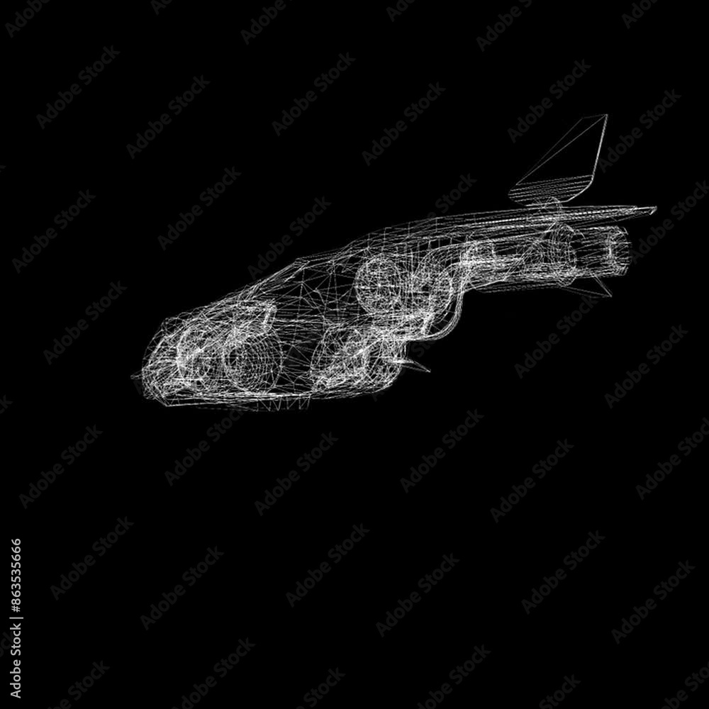 This video shows a 3D wireframe animation of a futuristic car design ...