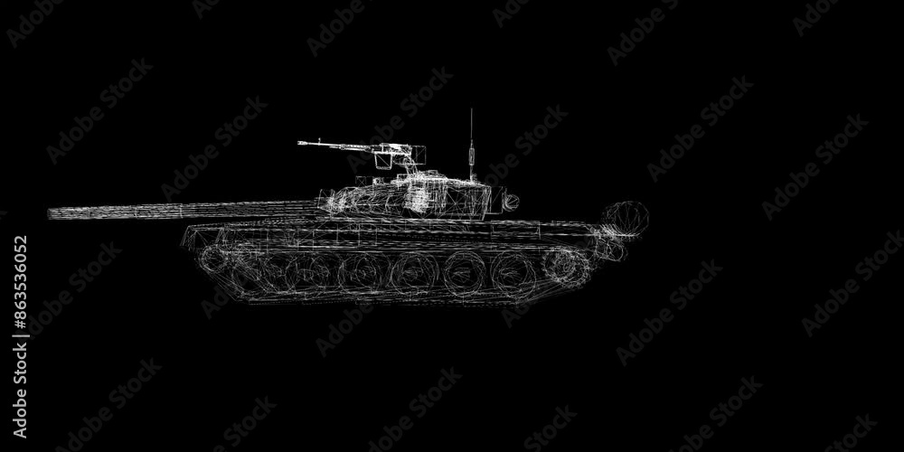 This video shows a wireframe animation of a tank rotating its turret ...