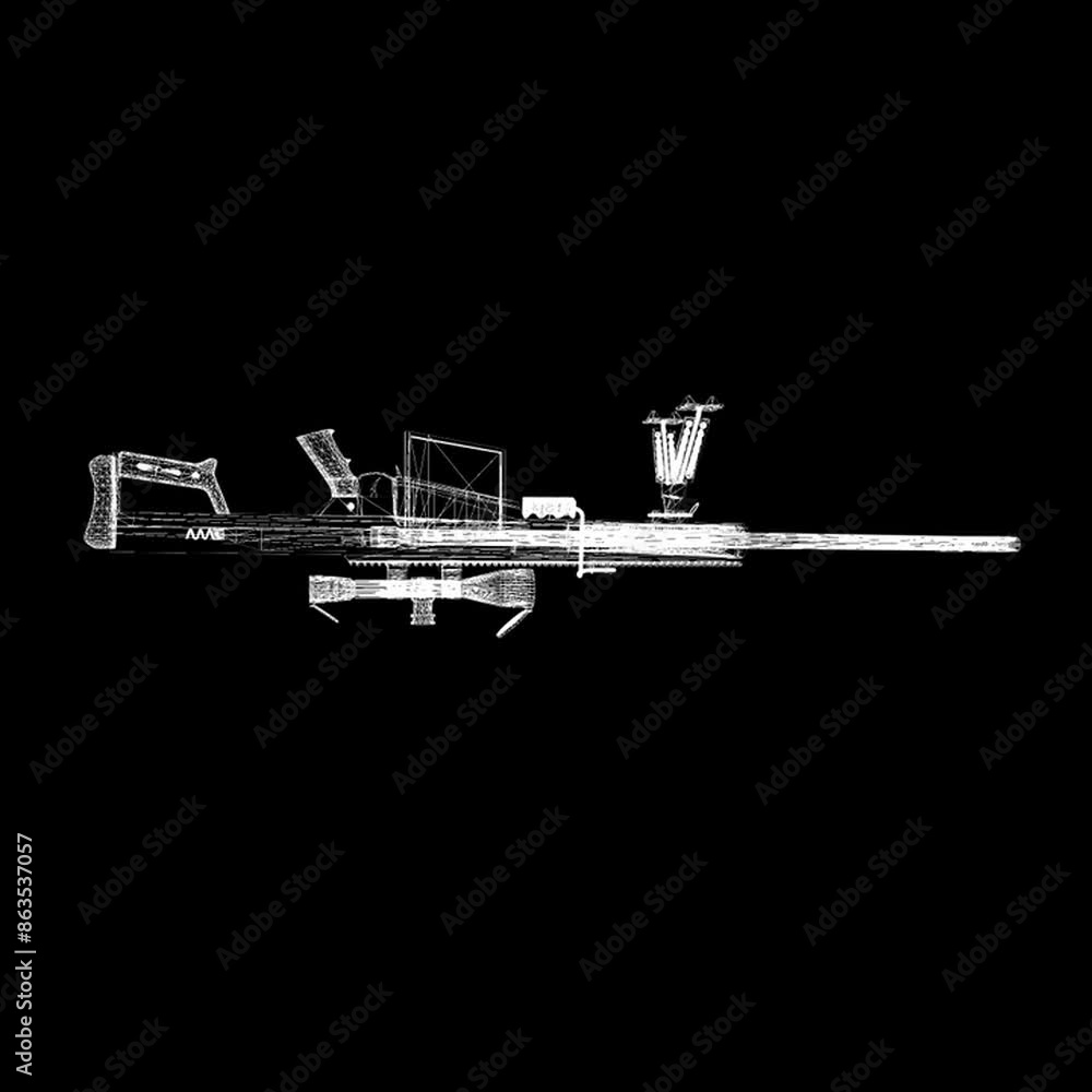 This video shows a 3D model of a sniper rifle rotating. The model is ...