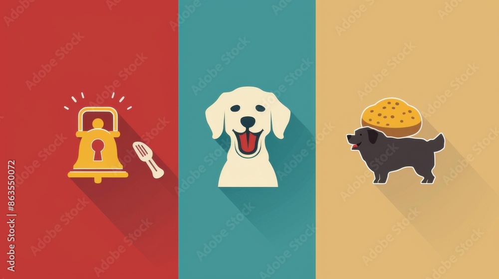 Iconic representation of Pavlov's theory: a bell, food, and a dog's ...
