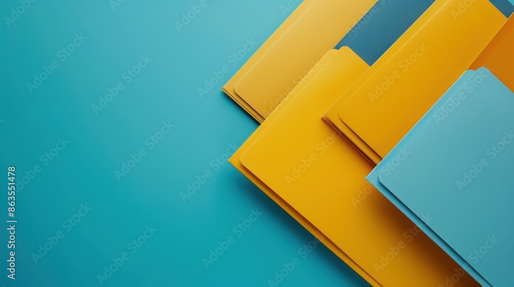 Minimalist file folders on a plain surface. Simple background ...