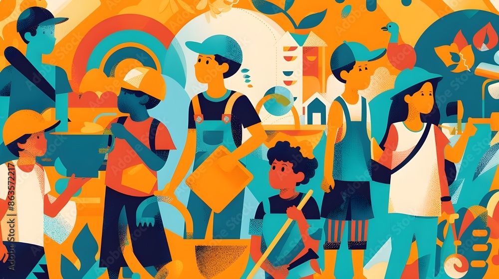 Child labour working kids World Day Against Child Labour vector ...