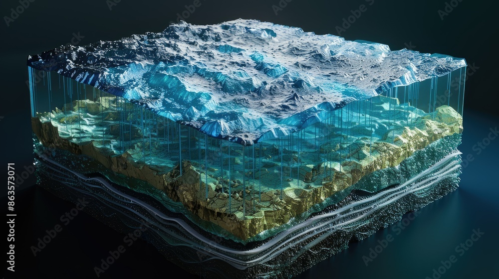 3D Render of Cross Section of Earth's Crust Showing Layers of Soil ...
