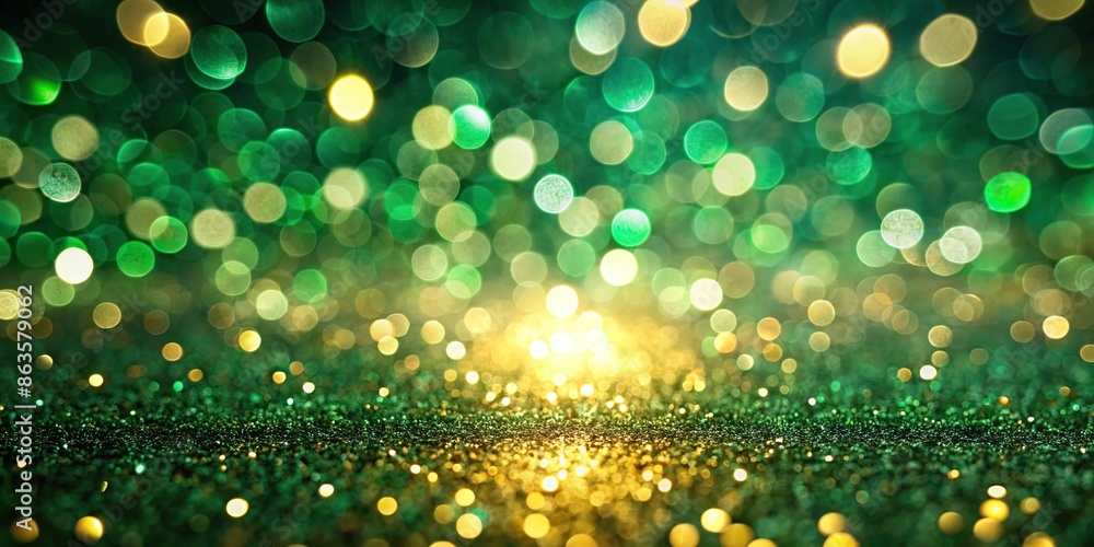 Emerald green background with gold bokeh glitter shining brightly, emerald green, gold, bokeh ...