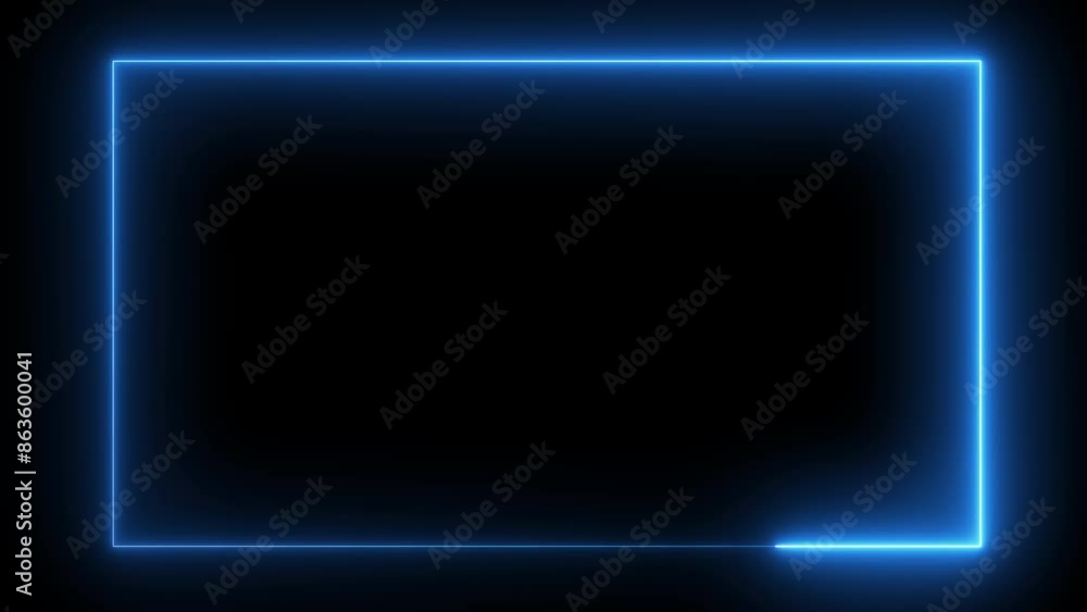Blue and pink neon rectangle frame. Neon Light Animated Glowing Border ...