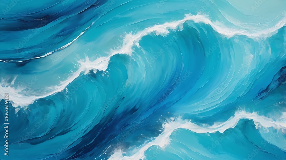 abstract blue sea background top view with oil paint summer art ...