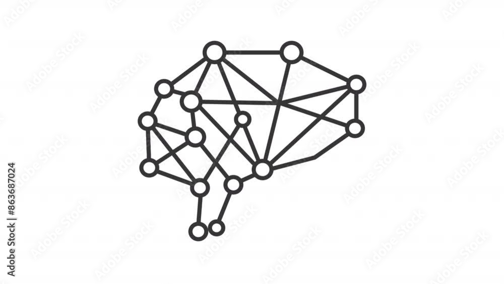 Ai brain line animation. Artificial intelligence animated icon. Scaling ...