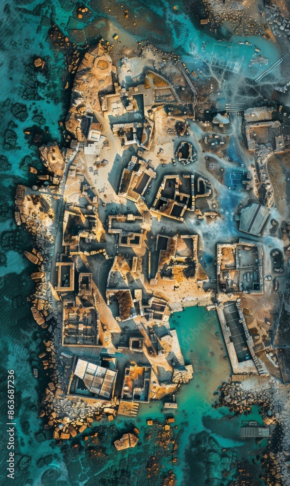 A detailed satellite map showcasing various archaeological sites around ...