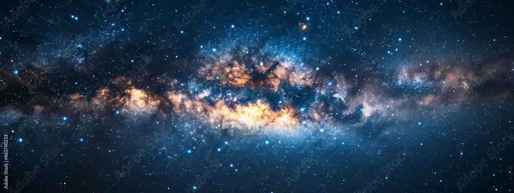 A panoramic perspective of a star-studded sky, filled with numerous ...