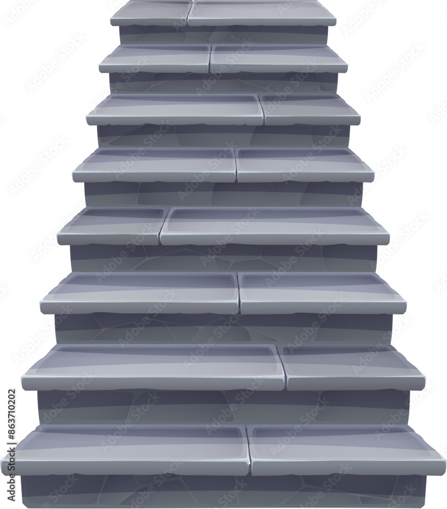 Stone stairs, staircase and stairway with rock steps, vector success ...