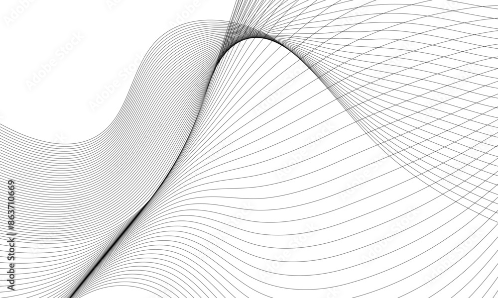 Abstract grey wavy lines on transparent background. Digital frequency ...