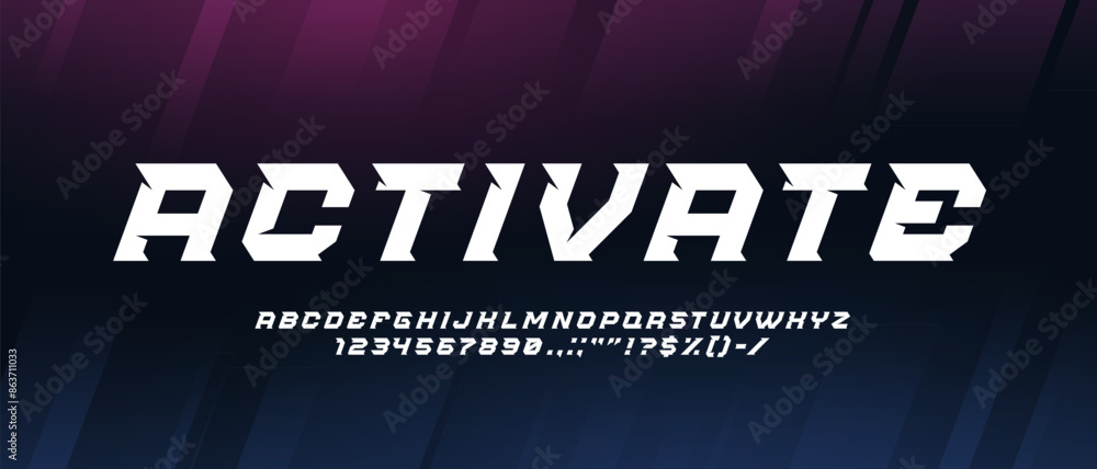 Sport car font, dynamic type letters and numbers, vector typography ...