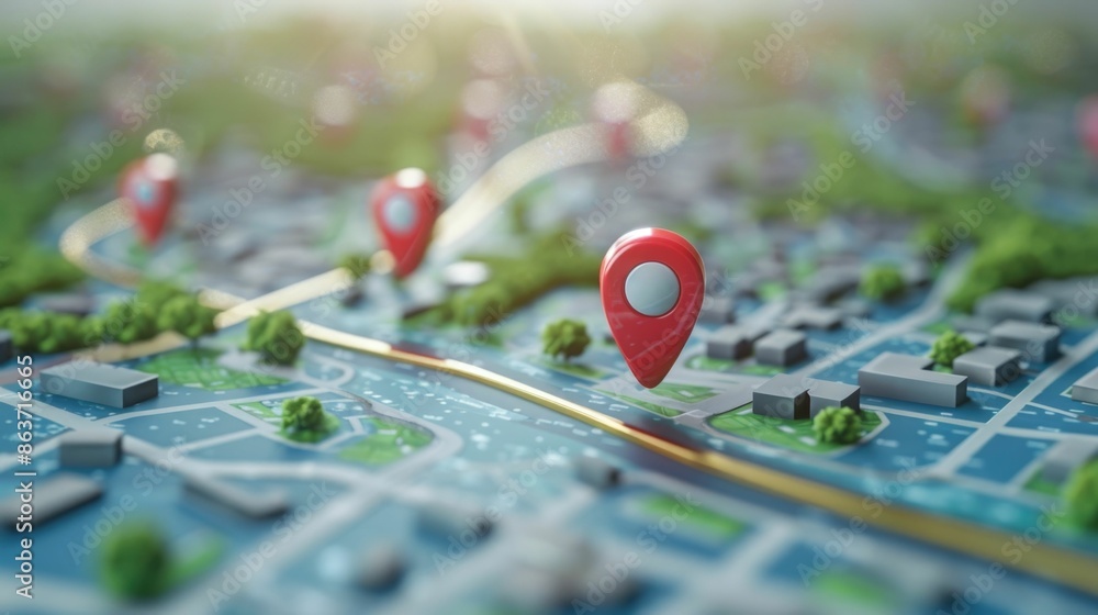 Sophisticated 3D map display showcasing GPS tracking capabilities for ...