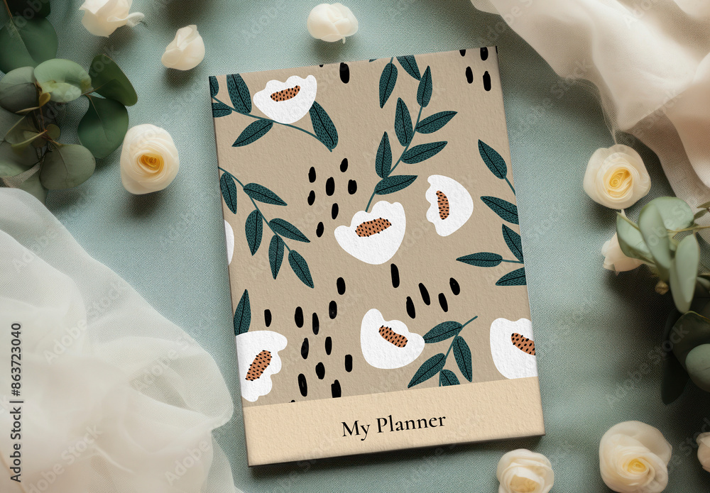 Planner Book Cover Mockup With Generative AI Stock Template | Adobe Stock