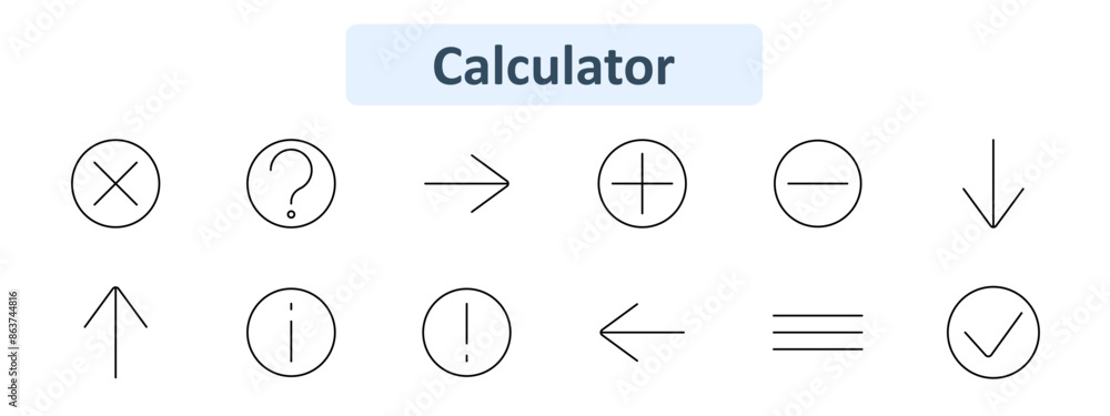 Calculator set icon. Addition, subtraction, multiplication, division ...