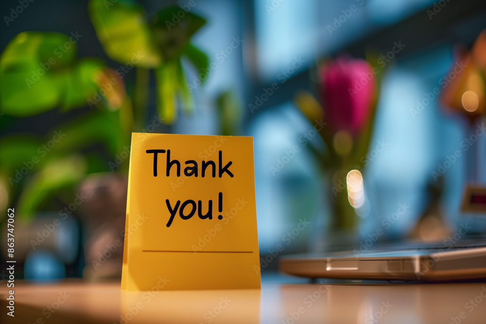 The camera zooms in on the yellow sticky note displaying the words ...