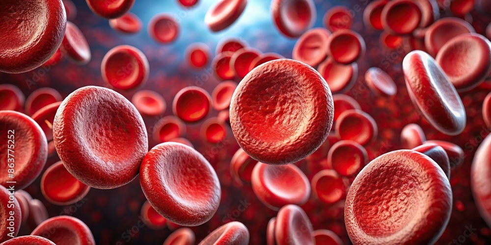 Macro image of red blood cells and thrombocytes in motion , blood cells ...