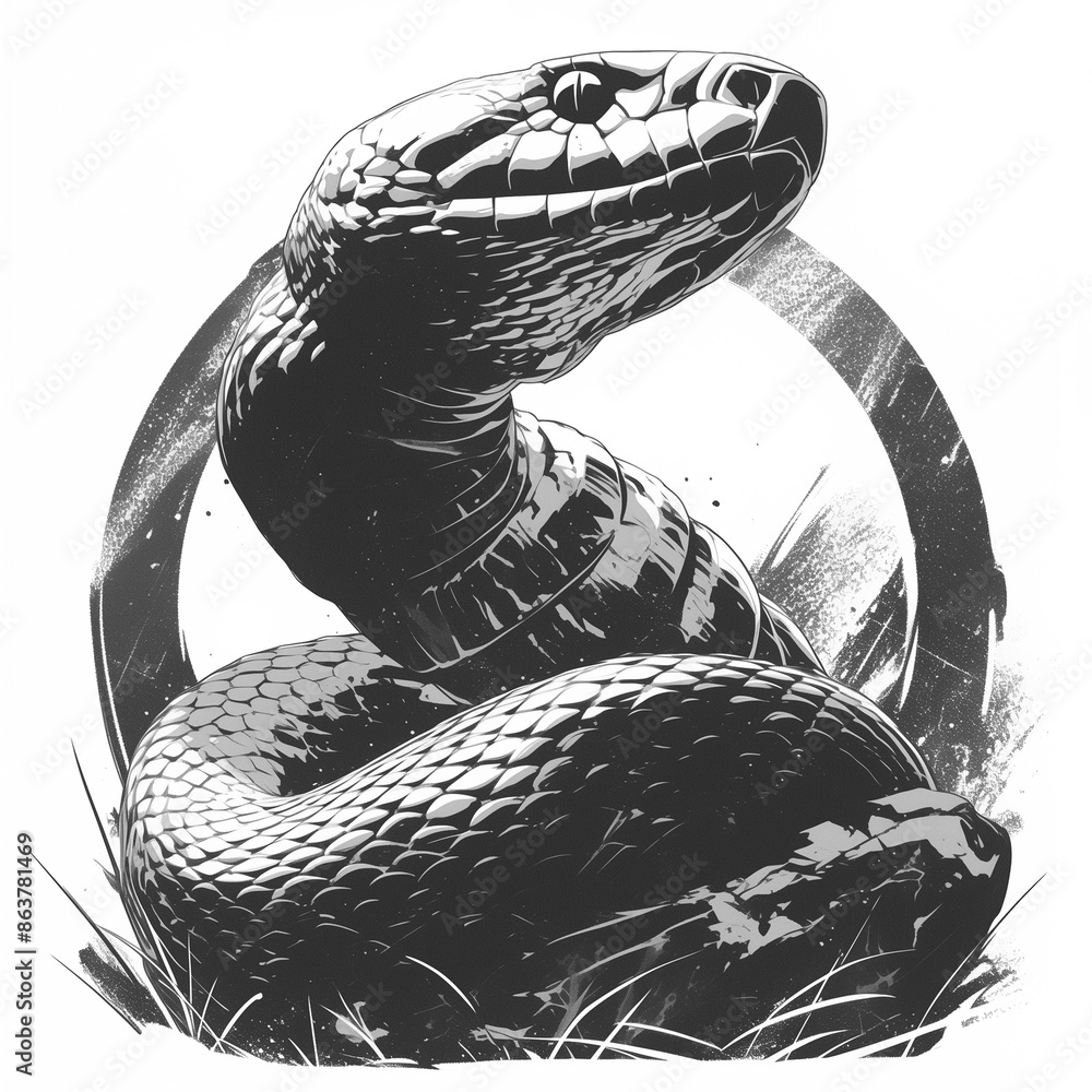 Snake illustration concept graphic design. Snale logo symbol monochrome ...