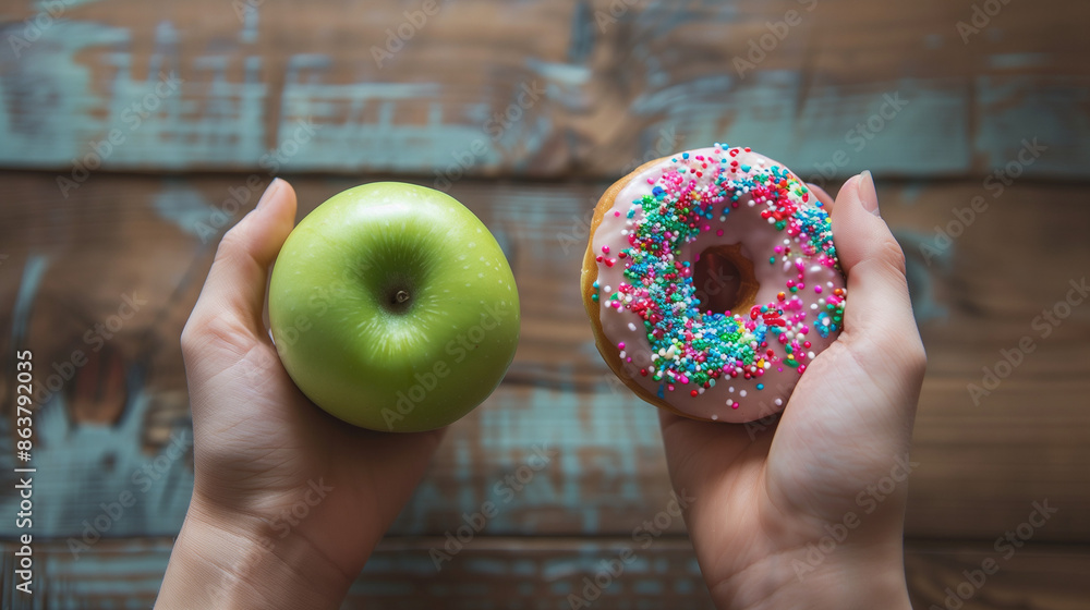Choosing between healthy eating and unhealthy eating Stock Illustration ...