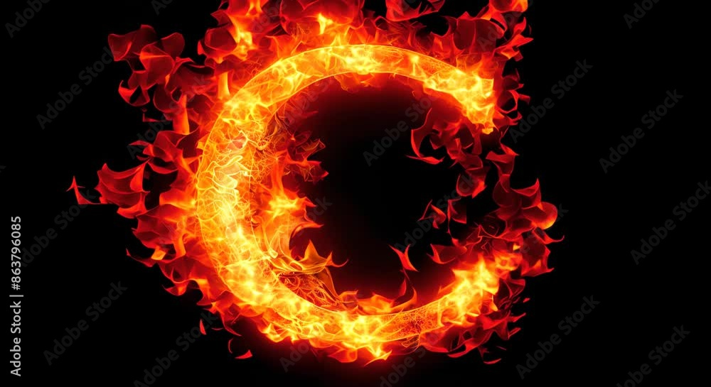 The letter C is made out of fire. It is a very bold and striking design ...