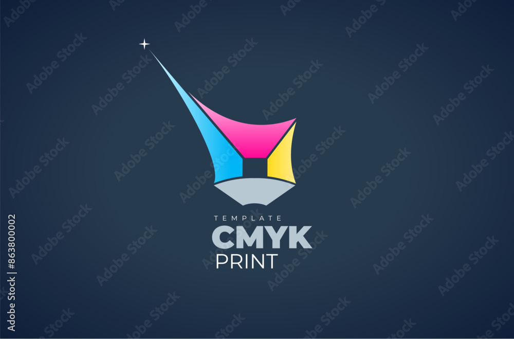 Logo CMYK Print theme. Perspective 3d figure startup. Template design ...