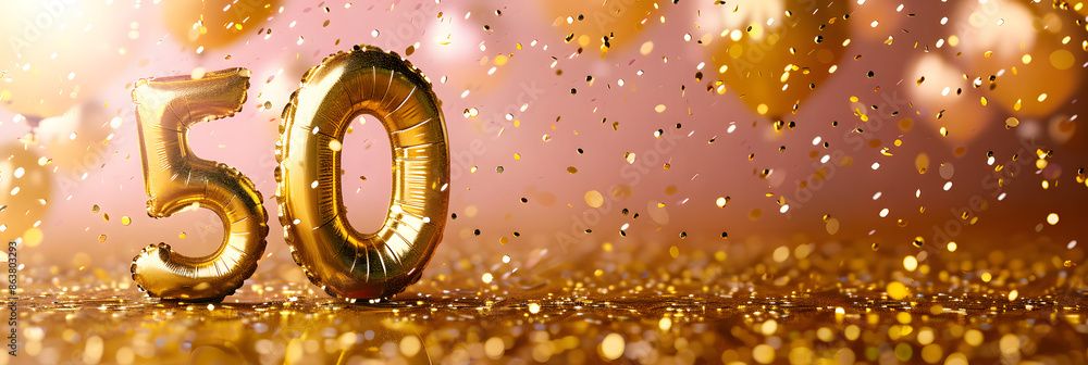 Number 50 gold numbers. Elegant Greeting celebration fifty years ...