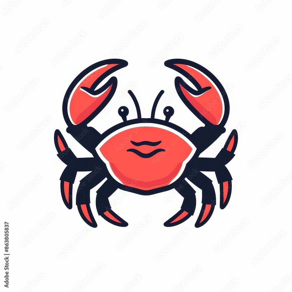 Crab isolated figure with pincers cartoon. Ocean crab, decapod ...