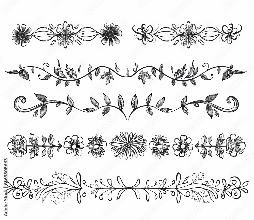 Decorative wedding borders with parenthesis and outline arrows, modern ...