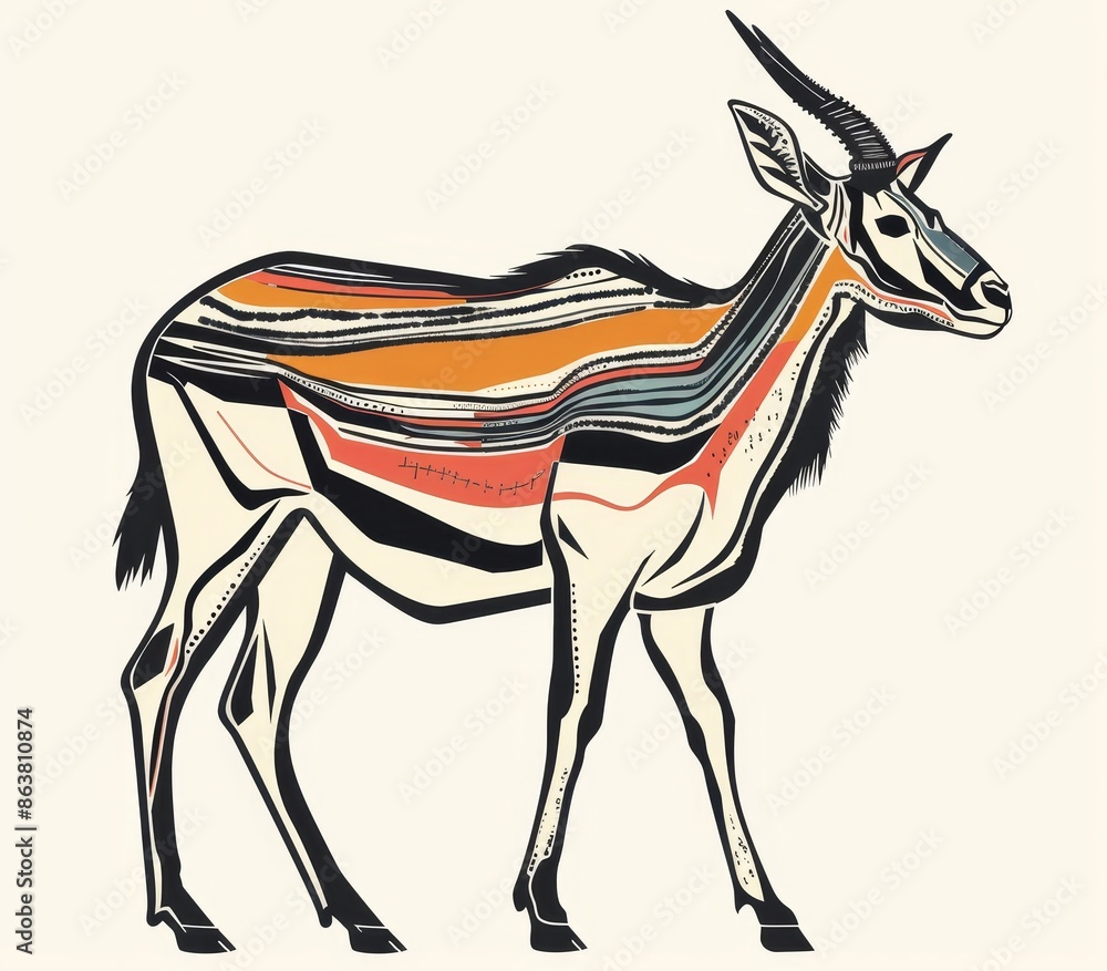 Handdrawn sketch of the ancient Egyptian god Apis Bull, a sacred animal ...
