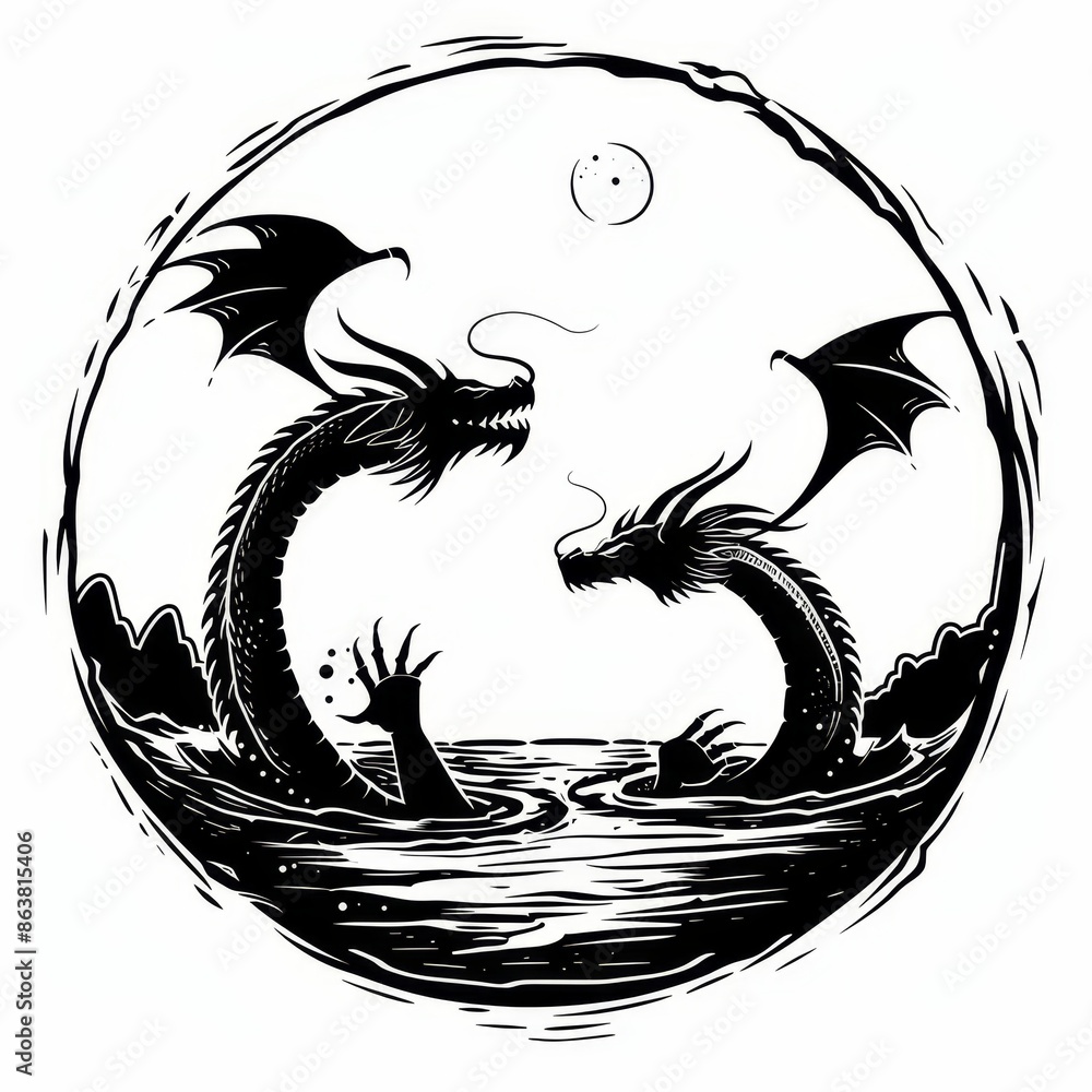 Sea serpent from Judaism, Leviathan mythical monster, modern version of ...